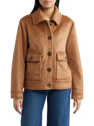 Bernardo Faux Calf Hair Trucker Jacket - Camel