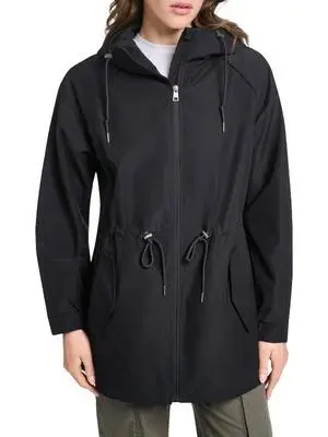 LEVI'S Levi's Water Resistant Hooded Rain Jacket With Drawstring Details Black