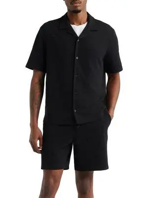 OPEN EDIT Knit Camp Shirt - Black