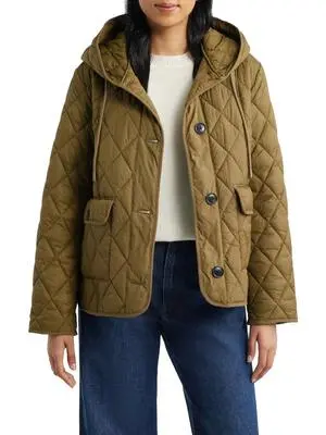 Bernardo Diamond Quilted Hooded Liner Jacket - Olive