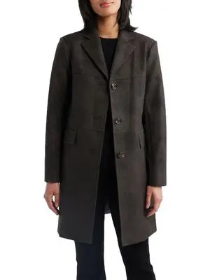 Sam Edelman Faux Leather Coat - Dark Brown
