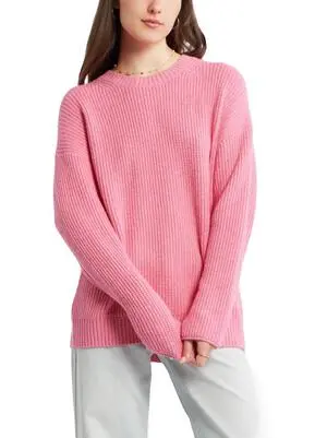 Bp. Oversized Crewneck Sweater - Pink Azalea