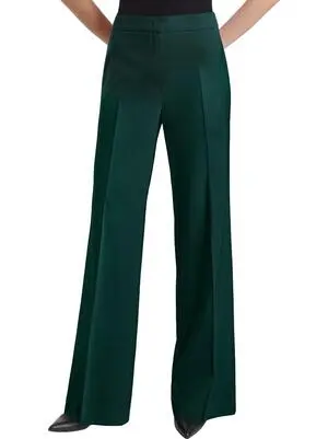 Santorelli Camila Wide Leg Trousers In Stretch Twill - Evergreen