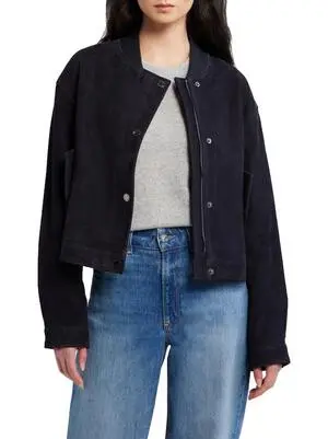 Michael Kors Suede Bomber Jacket - Midnight