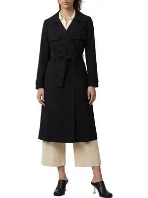 NOIZE Evelin Water Repellent Trench Coat - Black