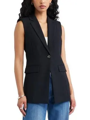 OPEN EDIT Open Edit The Curator Belt Detail Longline Vest Black