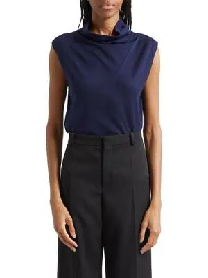 REISS Honey Cowl Neck Sleeveless Wool Sweater - Navy