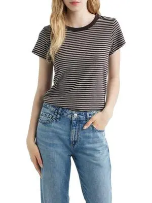 Rag & Bone Rag & Bone The Stripe Organic Pima Cotton Slub T-Shirt Chocolate Multi