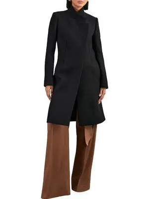 REISS Max Wool Blend Wrapover Coat - Black