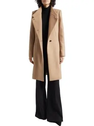 REISS Max Wool Blend Wrapover Coat - Camel