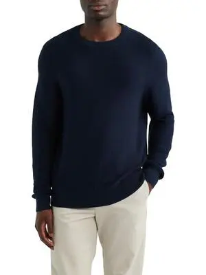 Nordstrom Nordstrom Cotton And Silk Crewneck Sweater Navy Sapphire