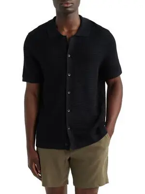 Nordstrom Short Sleeve Ribbed Cardigan - Black