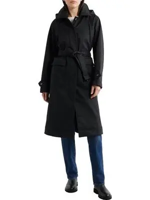 Bernardo Belted Hooded Raincoat - Black