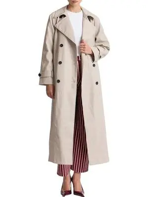 Avec Les Filles Avec Les Filles Oversized Faux Leather Trench Coat Bone