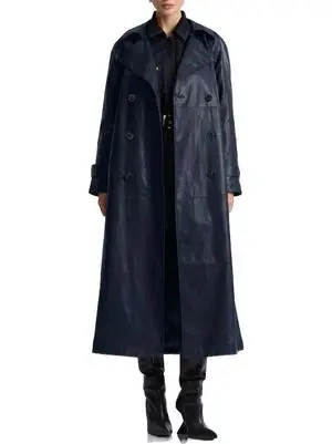 Avec Les Filles Avec Les Filles Oversized Faux Leather Trench Coat Midnight