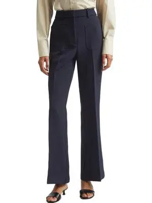 REISS Priya High Waist Flare Leg Pants - Navy