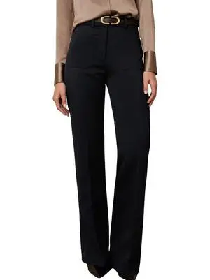 REISS Priya High Waist Flare Leg Pants - Navy