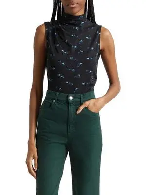Veronica Beard Mylie Floral Sleeveless Top - Black Multi