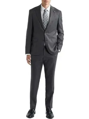 JACK VICTOR Esprit Contemporary Fit Charcoal Slub Super 120s Wool Suit - Grey