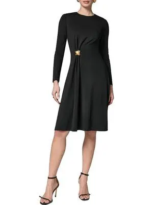 Donna Karan New York Side Drape Long Sleeve Dress - Black