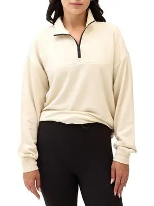 THREADS 4 THOUGHT Nyla Fleece Half Zip Pullover - Tapioca/black