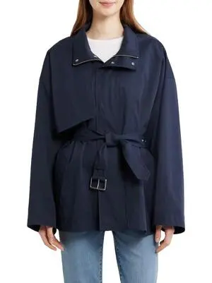FRAME Short Field Trench Jacket - Navy