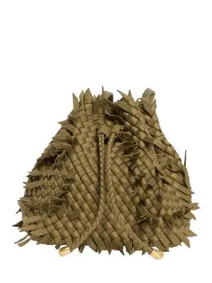 NAGHEDI Gramercy Medium Frayed Bucket Bag - Green Tea