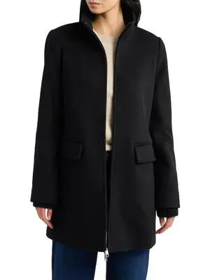 Vince Stand Collar Wool & Cashmere Blend Coat - Black