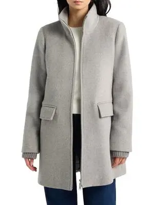 Vince Stand Collar Wool & Cashmere Blend Coat - Light Heather Grey