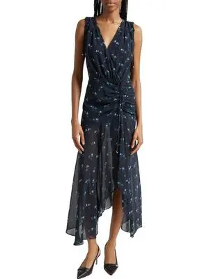 Veronica Beard Dovima Floral Sleeveless Asymmetric Maxi Dress - Black Multi