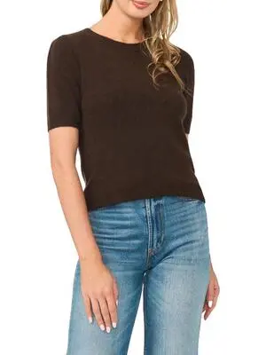 Vince Camuto Short Puff Sleeve Sweater - Chocolate