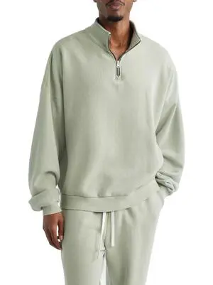 ELWOOD Organic Cotton Quarter Zip Pullover - Sage