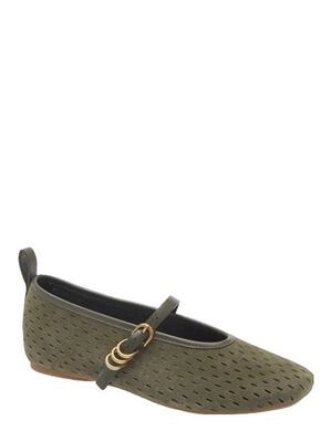 Rag & Bone Spire Perforated Mary Jane Flat - Forest Suede