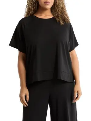 Eileen Fisher Short Raglan Sleeve Crewneck T-shirt - Black
