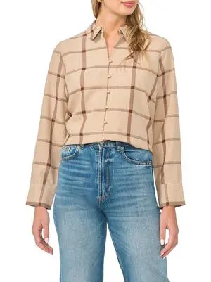 Vince Camuto Windowpane Plaid Button-up Shirt - Fall Camel