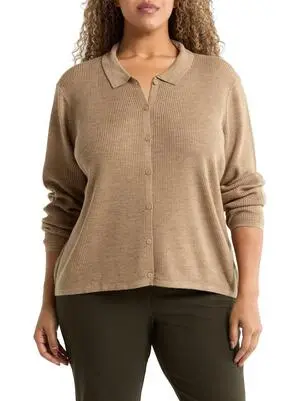 Eileen Fisher Merino Wool Cardigan - Biscuit
