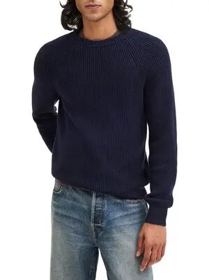 Madewell Shaker Stitch Cotton Crewneck Sweater - Deep Indigo