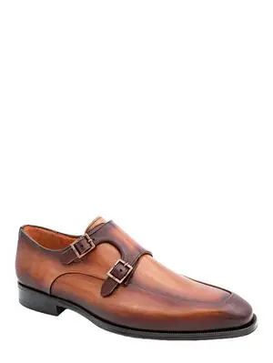 Mezlan Double Buckle Monk Strap Shoe - Cognac Rust