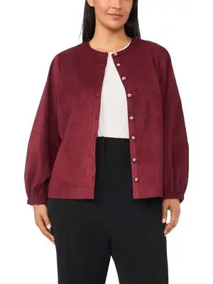 Halogen Faux Suede Stand Collar Jacket - Winterberry