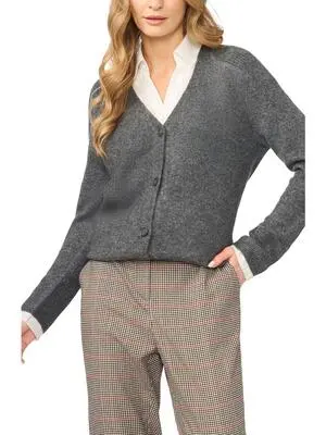 Halogen Mixed Media V-neck Cardigan - Medium Heather Grey