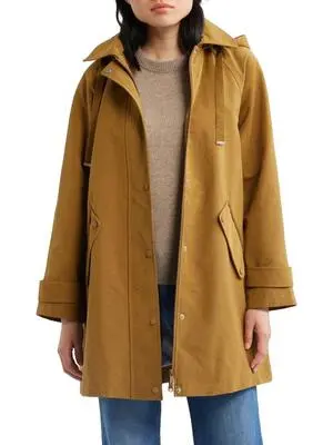 Bernardo Flared Hooded Raincoat - Tan