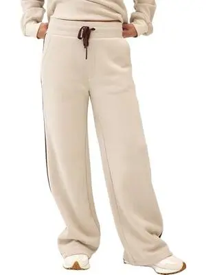 THREADS 4 THOUGHT Lupita Fleece Track Pants With Side Stripes - Oatmeal/tapioca