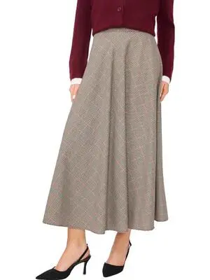 Halogen A-line Checked Midi Skirt - Rich Black