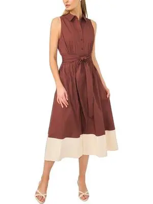 Halogen Tie Waist Shirtdress - Cafe