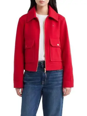 Tommy Hilfiger Cropped Work Jacket With Spread Collar - Red
