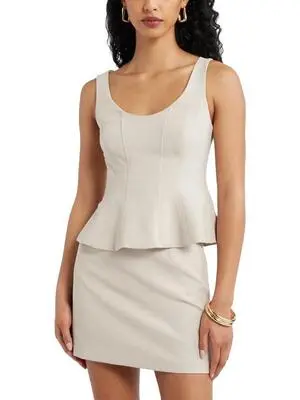 OPEN EDIT The Icon Peplum Top - Grey Feather