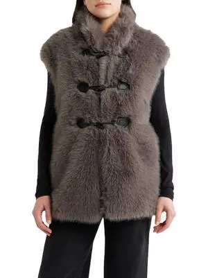 Bernardo Faux Fur Vest With Shawl Collar - Taupe