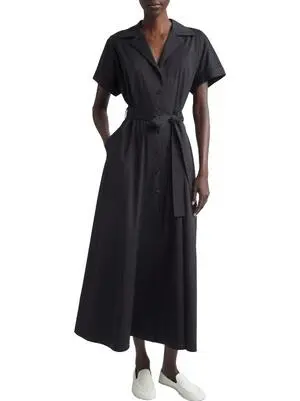 Lafayette 148 New York Belted Stretch Cotton Blend Shirtdress - Black