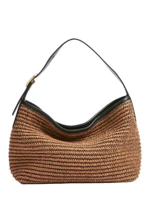Vince Small Raffia Hobo Bag - Latte
