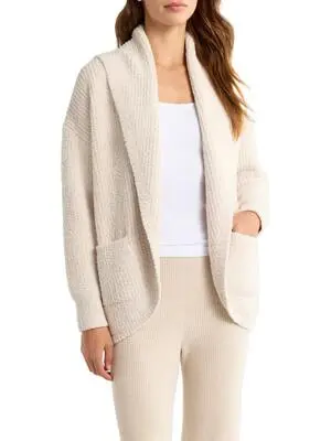 Barefoot Dreams Cozychic Ribbed Shawl Collar Cardigan - Bisque